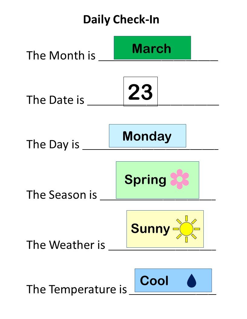 Daily Check In, Daily Circle Time, Calendar Time, Individual Calendar ...