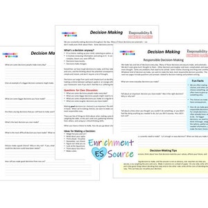 Responsibility and Decision Making Lesson Plan Workbook, Responsible ...
