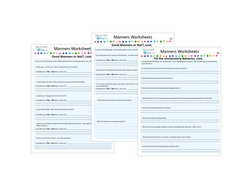 Good Manners Printable Guide, Manners Workbook, Manners Informative ...