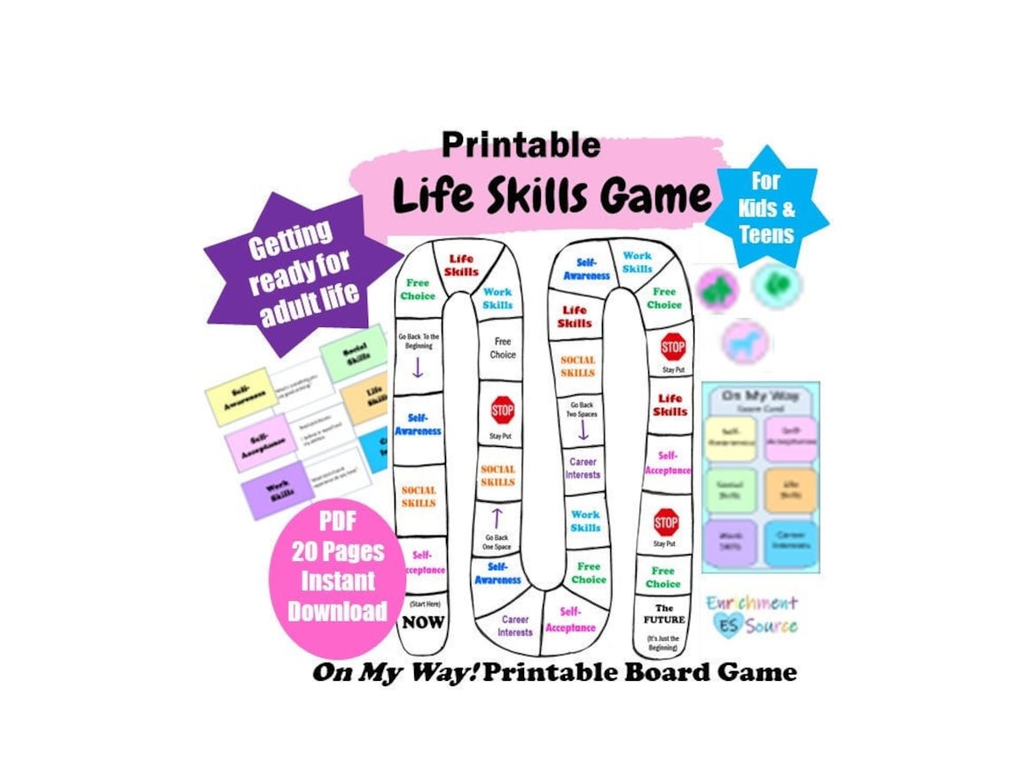Life Skills Printable Board Game, Counseling Group Game, Adult ...