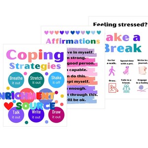 Wellness Signs, Positive Classroom Decoration, Calming Reminders ...