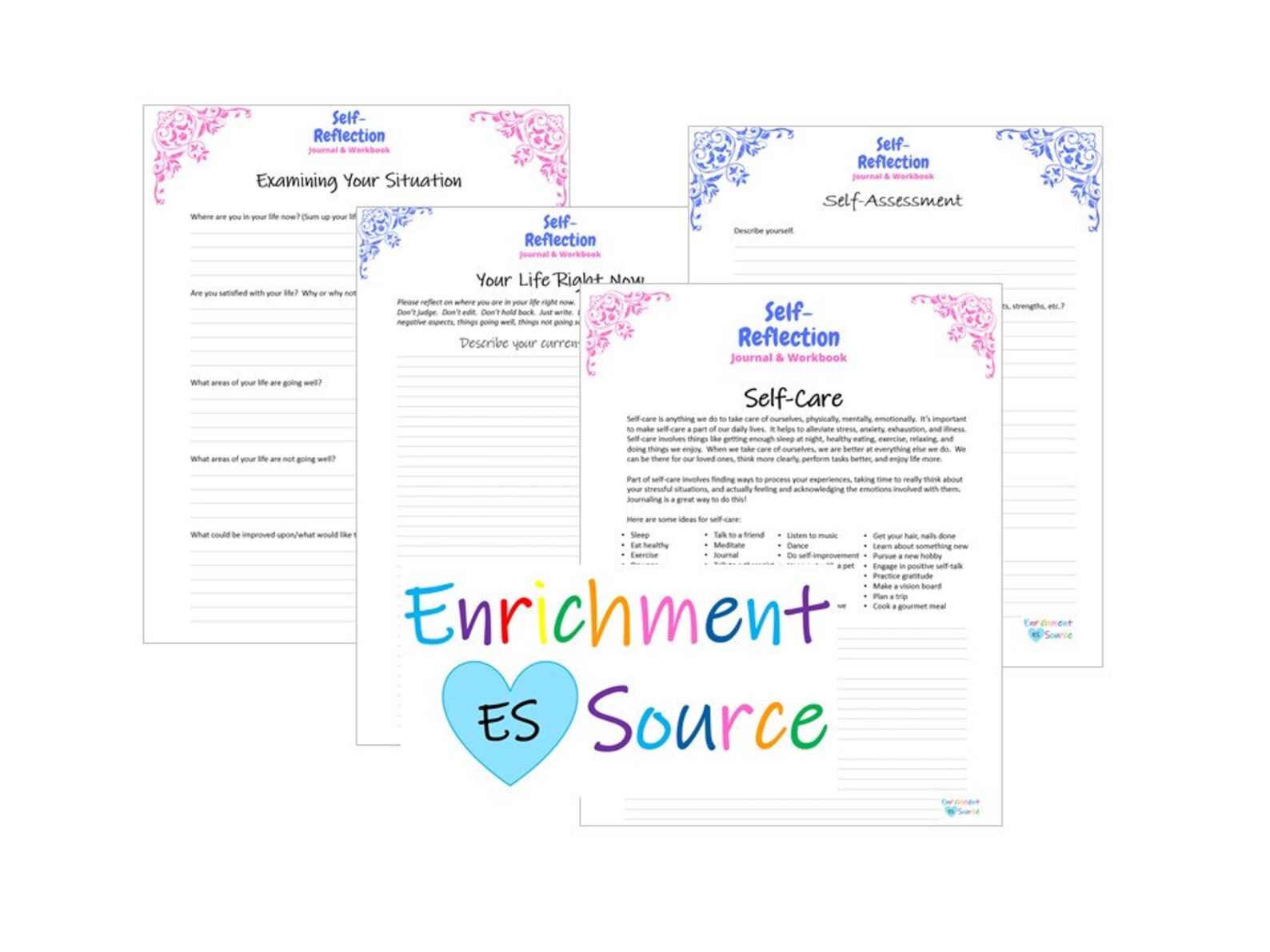 Self Reflection and Wellness Journal and Workbook, Self Care Workbook ...