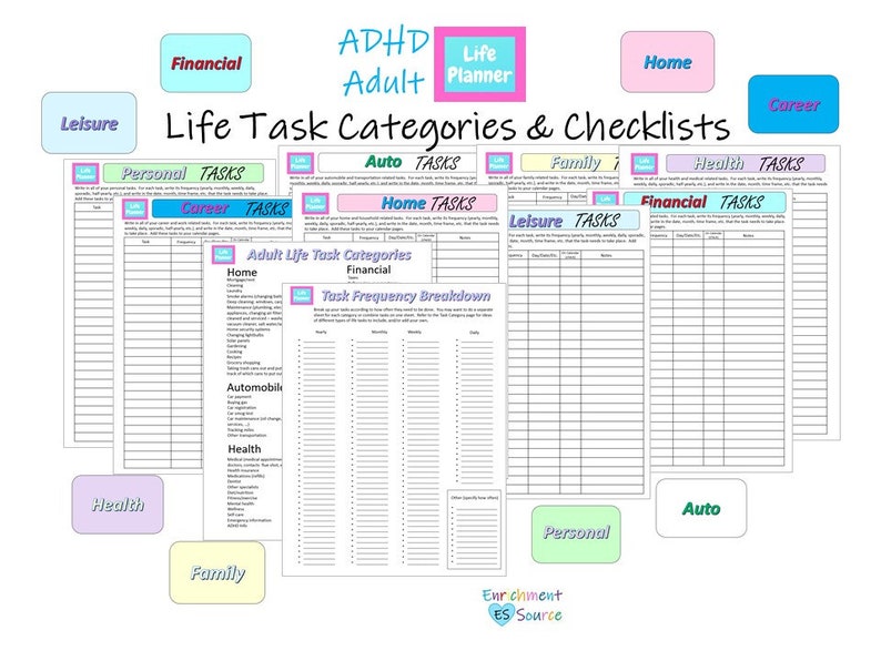 Adult ADHD Life Planner Organizer Printable, ADD ADHD Adult Complete ...
