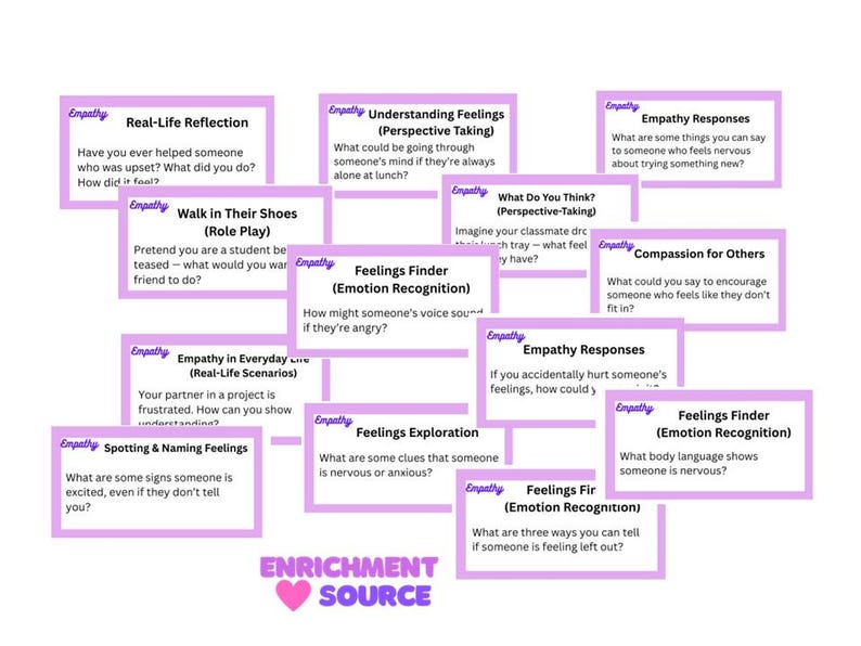 Empathy Flash Cards Set of 80, Kids and Teens Counseling Question and ...
