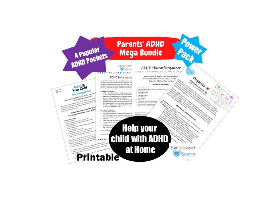 Parents ADHD Mega Bundle for Home With Kids and Teens, 4 Popular ADHD ...