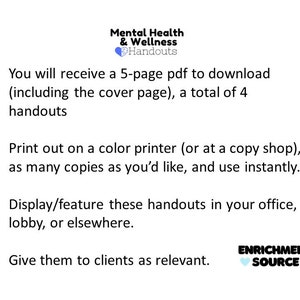 Mental Health Handouts, Wellness Handouts, Therapy Handouts, Therapist ...