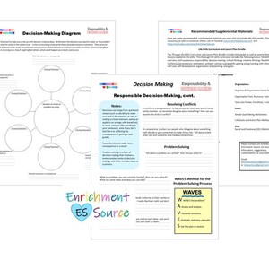 Responsibility and Decision Making Lesson Plan Workbook, Responsible ...