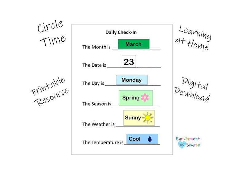 Daily Check In, Daily Circle Time, Calendar Time, Individual Calendar ...
