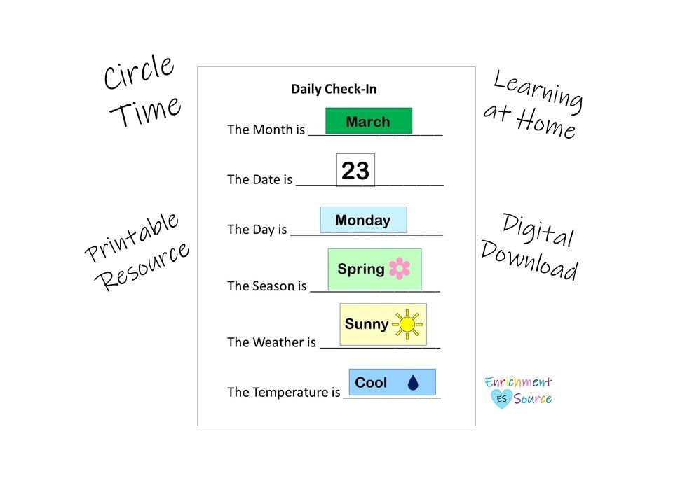 Daily Check In, Daily Circle Time, Calendar Time, Individual Calendar ...