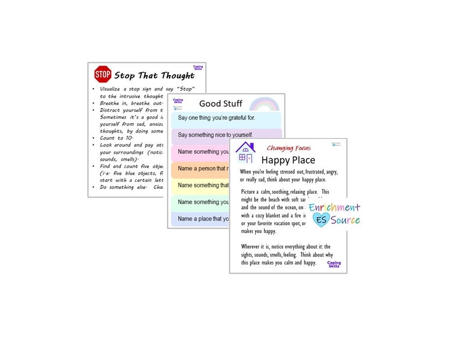 Coping Skills Cards Set, 18 Cards for Managing Stress, Worry, Anxiety ...