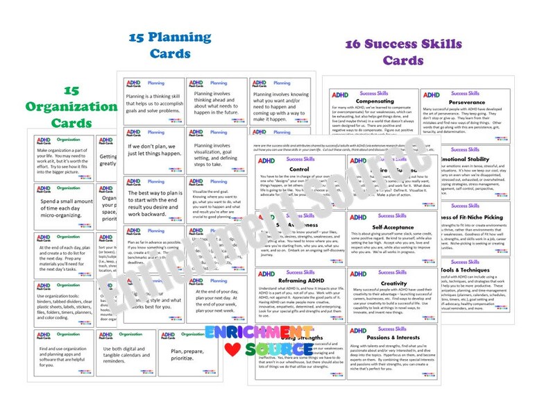 ADHD Flash Cards, ADHD Therapy Resource, ADHD Counseling Tool, Adhd ...