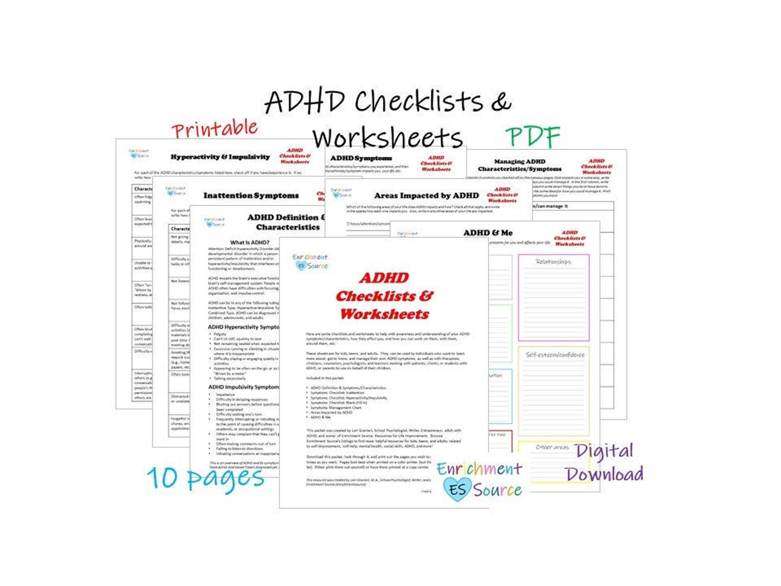 ADHD Checklists and Worksheets, ADHD Symptoms and Characteristics ...