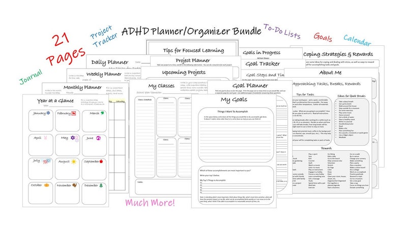 ADHD Information Packet Workbook and Planner Bundle Printable ...