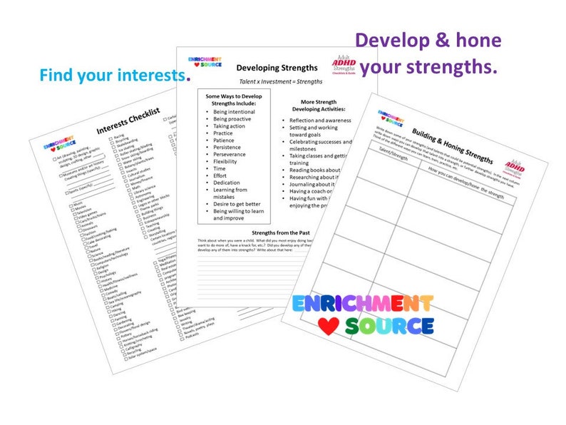 ADHD Adult Strengths Success Checklists Guide, ADHD Strength Talent ...