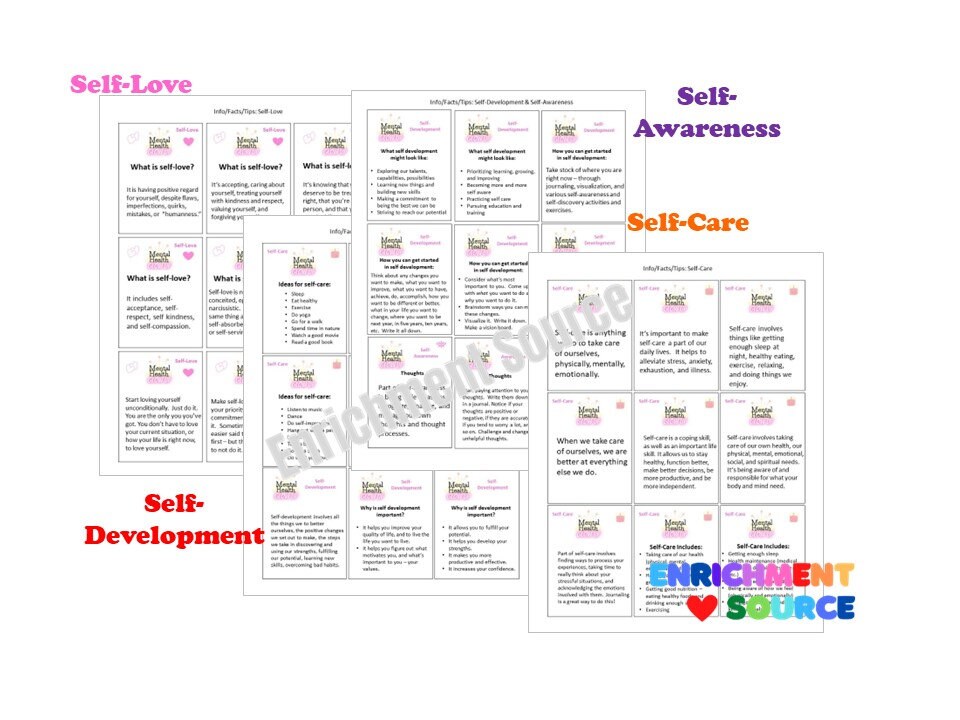 Mental Health Flash Cards, Self Care Flash Cards, Self Improvement ...
