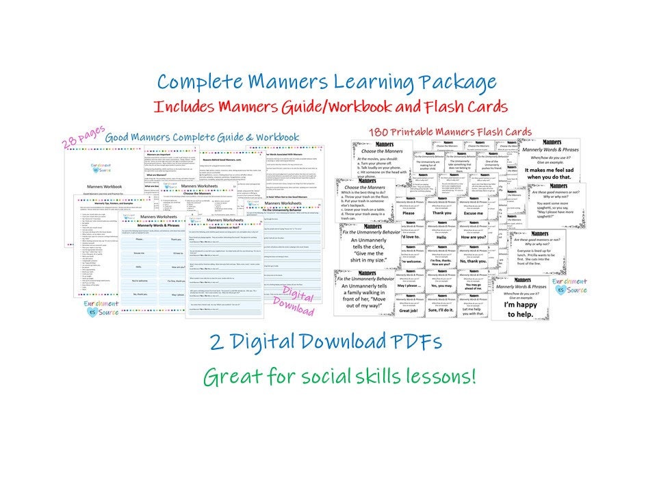 Manners Lesson Bundle Digital Download, Complete Guide to Good Manners ...