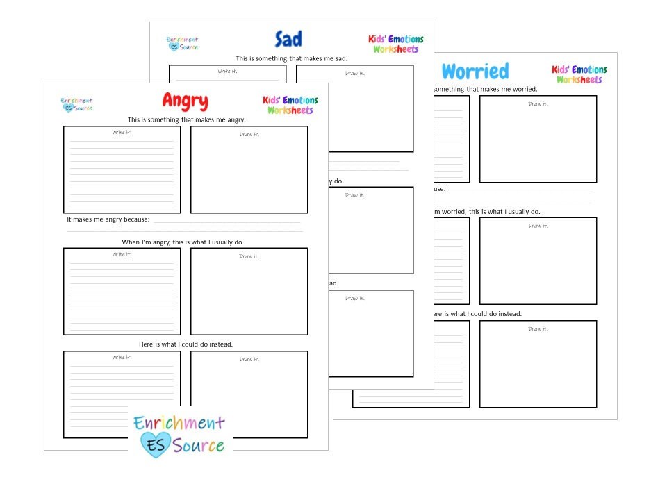 Kids Emotions Worksheets, Elementary School Student Social Emotional ...