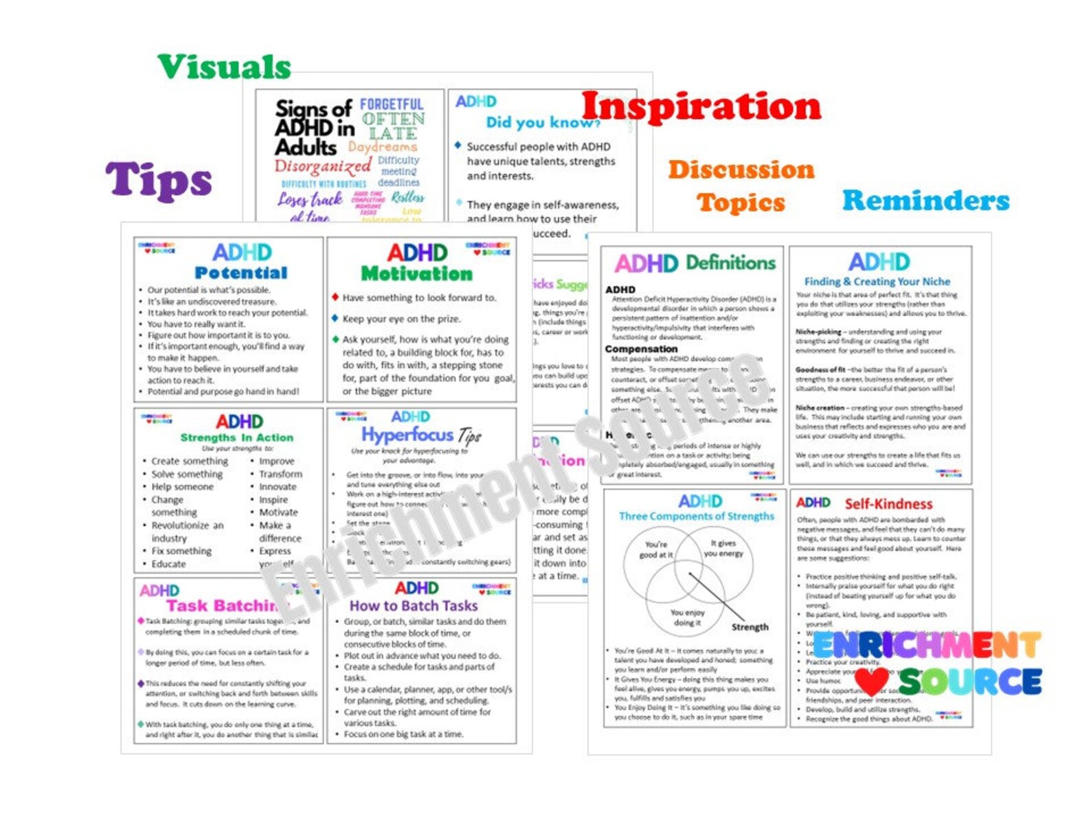 ADHD Self Care Reminder Cards, ADHD Inspiration, ADHD Therapy Tool ...