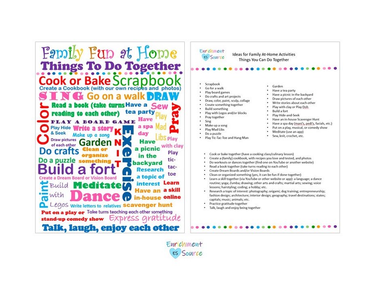 Staying Home Fun List, Homebound Bucket List, Family Fun at Home ...