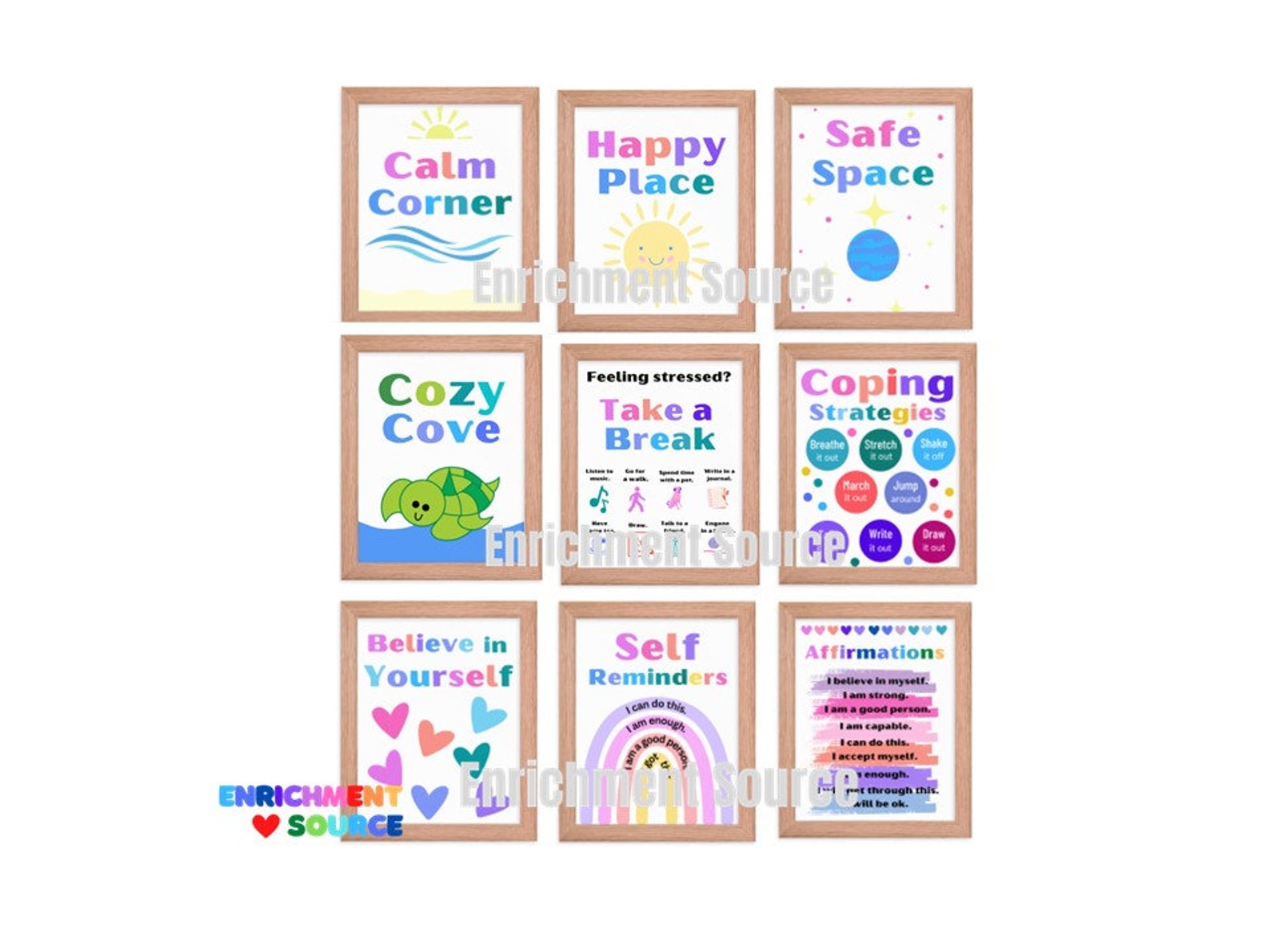 Wellness Signs, Positive Classroom Decoration, Calming Reminders ...