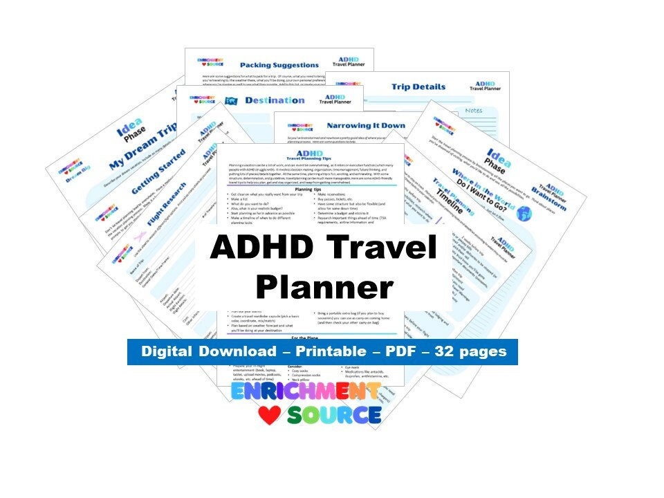 ADHD Travel Planner, ADHD Vacation Planner, ADHD Adult Trip Planner ...