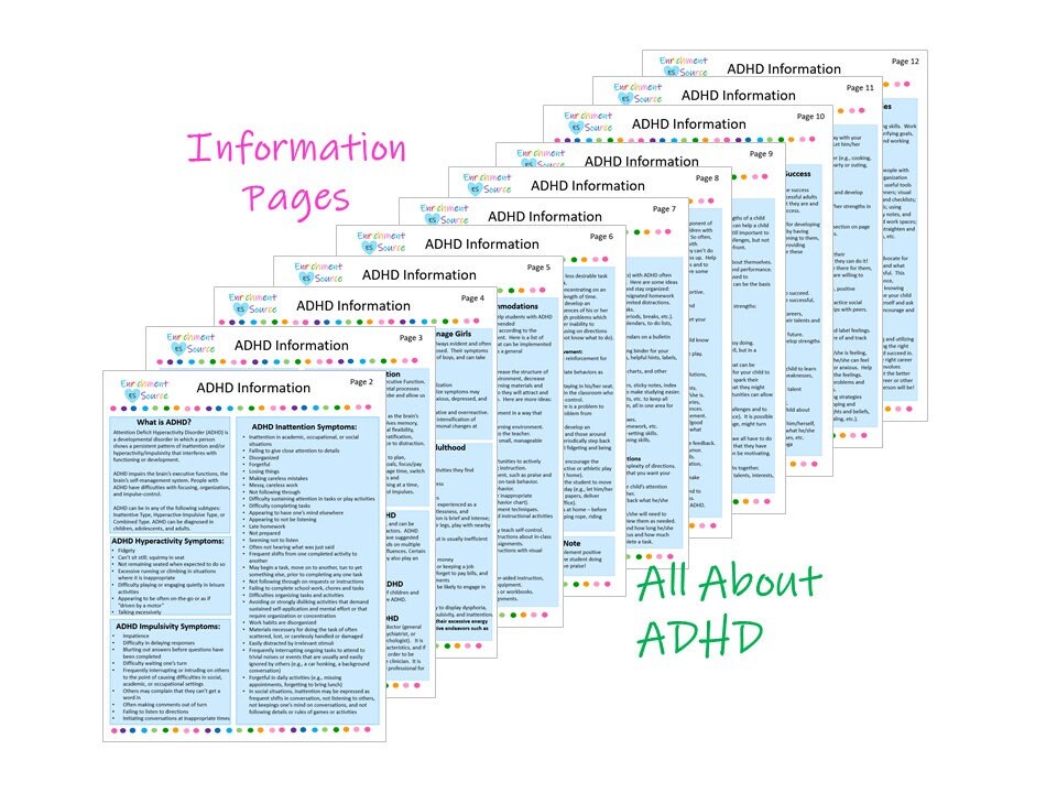 ADHD Information Packet Printable, Attention Deficit Disorder Complete ...