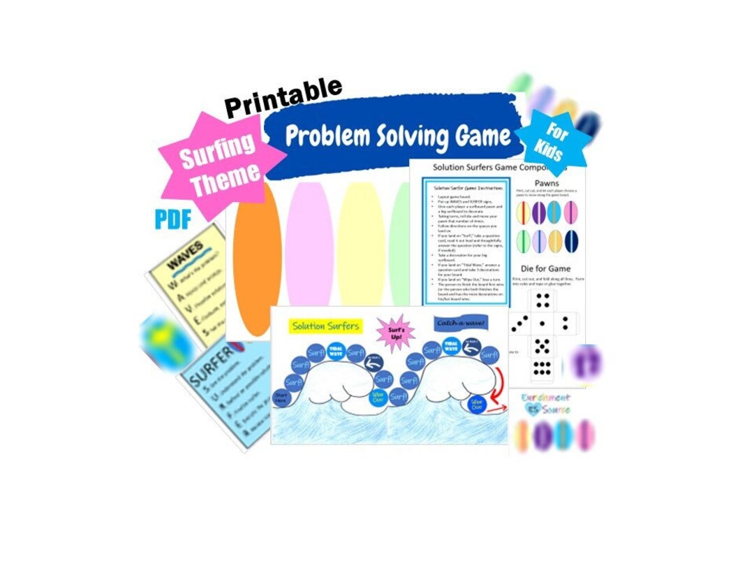 Kids Problem Solving Game, Solution Surfers Printable Learning Activity ...