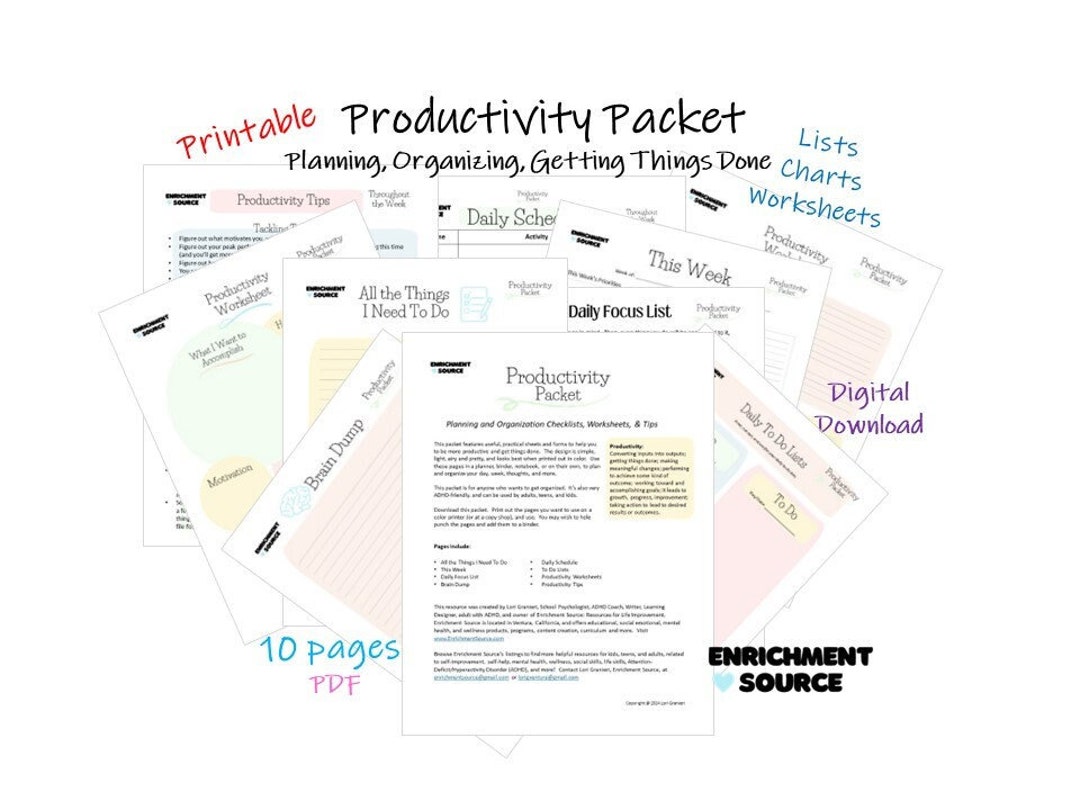 Productivity Packet, Productivity Workbook, Productivity Planner ...
