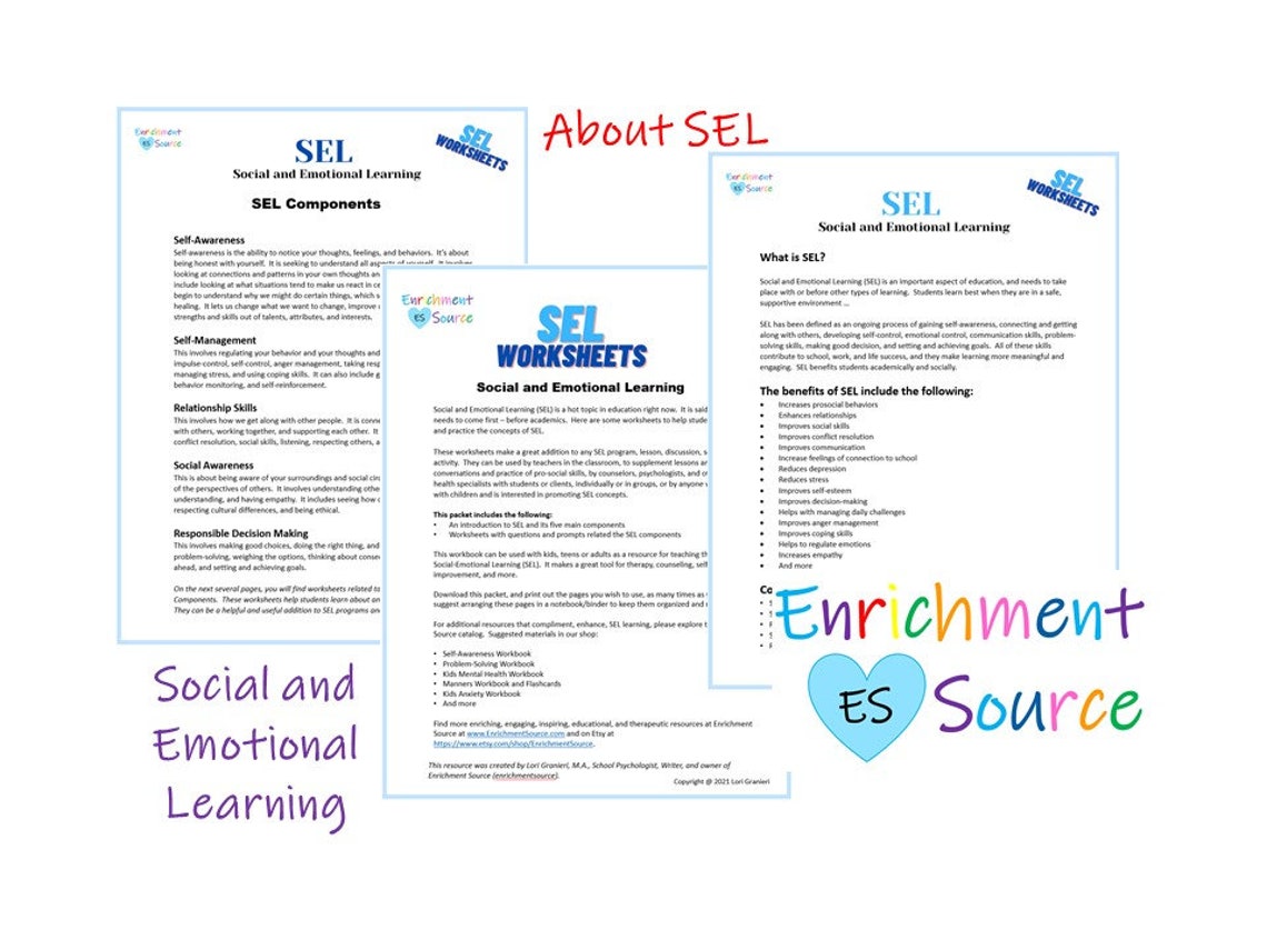 Social and Emotional Learning Worksheets SEL Worksheets - Etsy