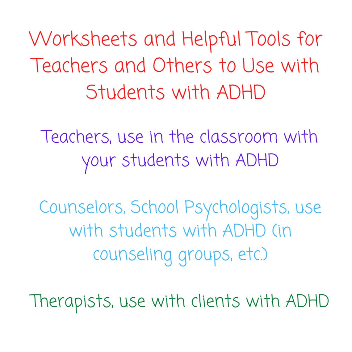 ADHD Classroom Lesson Plan and Resources Packet, ADHD Worksheets, ADHD ...