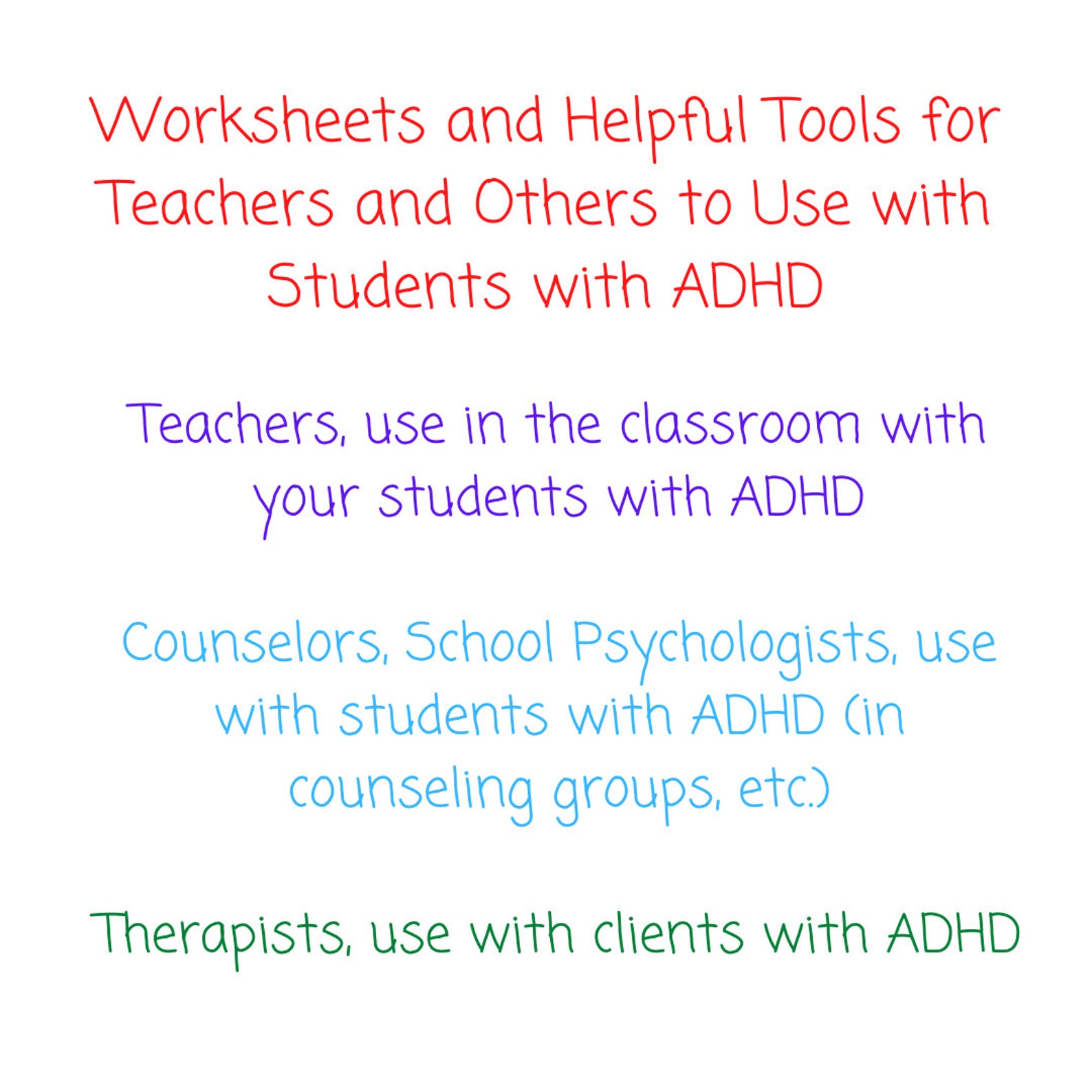 ADHD Classroom Lesson Plan and Resources Packet, ADHD Worksheets, ADHD ...