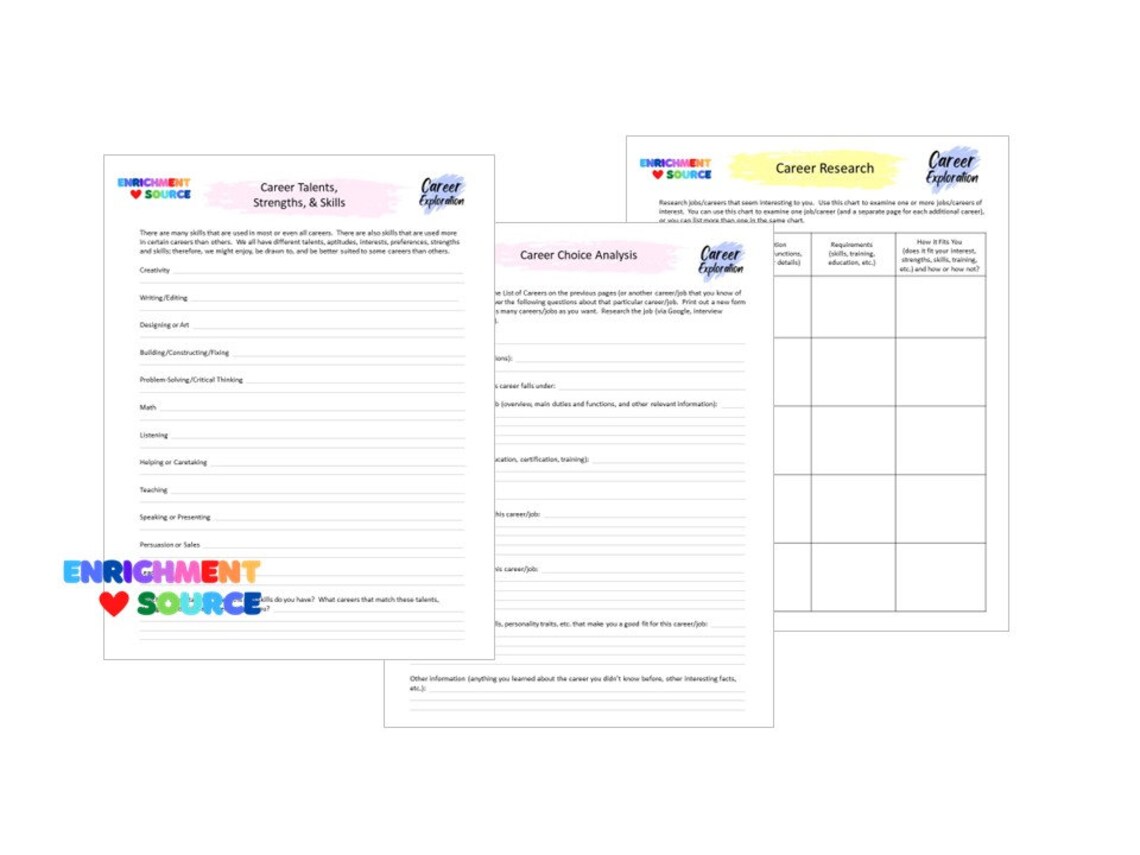 Career Lessons for Kids and Teens, Career Exploration Workbook, Job ...