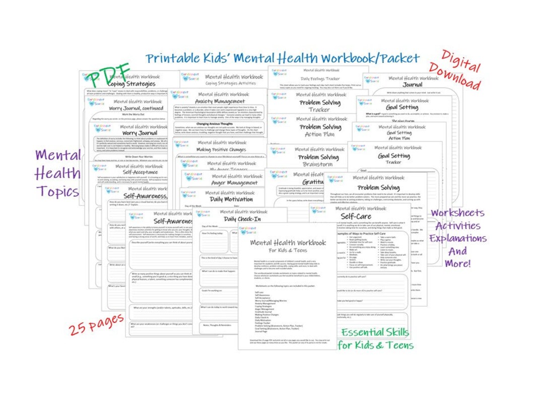 Kids Mental Health Workbook, Teens Mental Health Packet, Mental Health ...