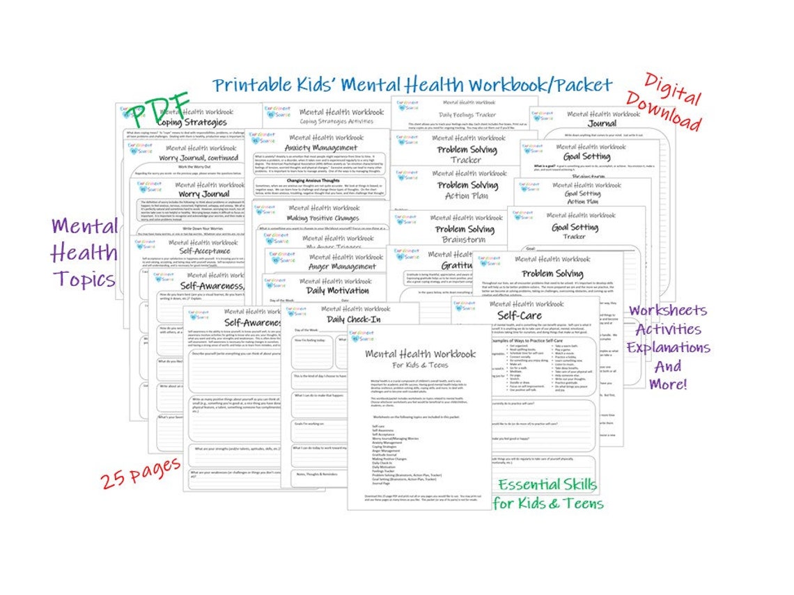 Kids Mental Health Workbook, Teens Mental Health Packet, Mental Health ...