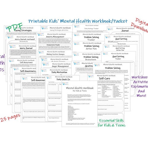 Kids Mental Health Workbook Teens Mental Health Packet - Etsy