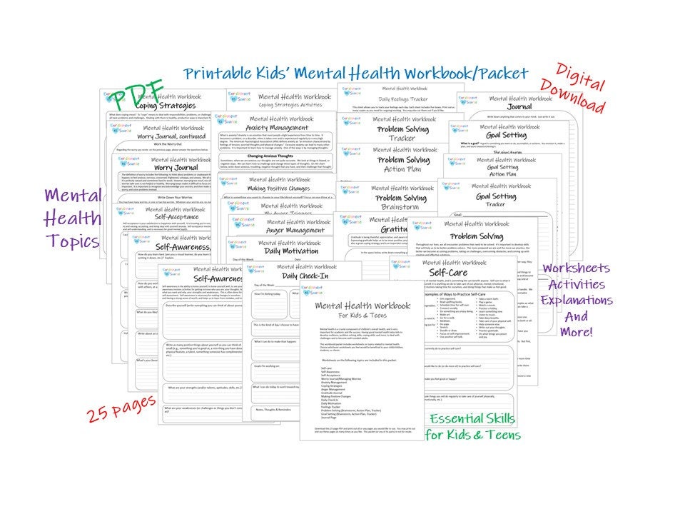 Kids Mental Health Workbook, Teens Mental Health Packet, Mental Health ...