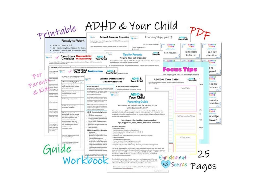 Parent Guide to ADHD, Help Your Child or Teen With ADHD Workbook, Kids ...