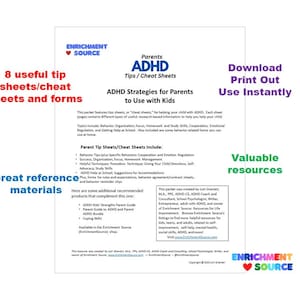 ADHD Facts and Tips, Parent ADHD Cheat Sheets, ADHD Quick Reference ...