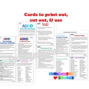 ADHD Self Care Reminder Cards, ADHD Inspiration, ADHD Therapy Tool ...