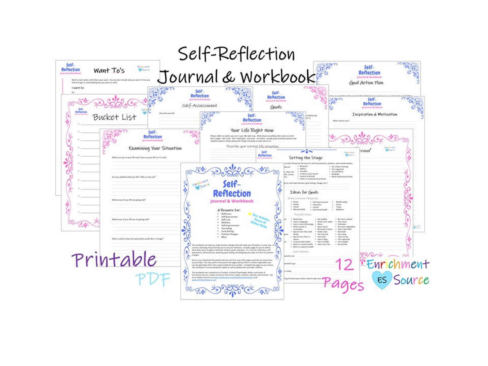 Self Reflection and Wellness Journal and Workbook, Self Care Workbook ...