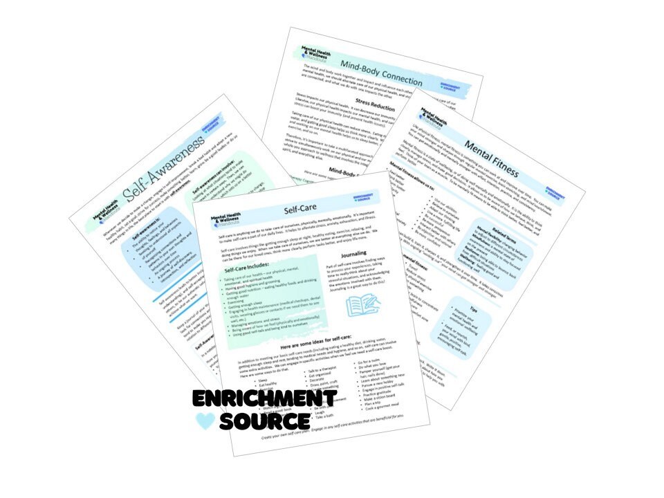 Mental Health Handouts, Wellness Handouts, Therapy Handouts, Therapist ...