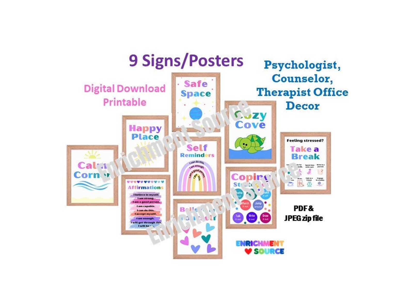 Wellness Signs, Positive Classroom Decoration, Calming Reminders ...