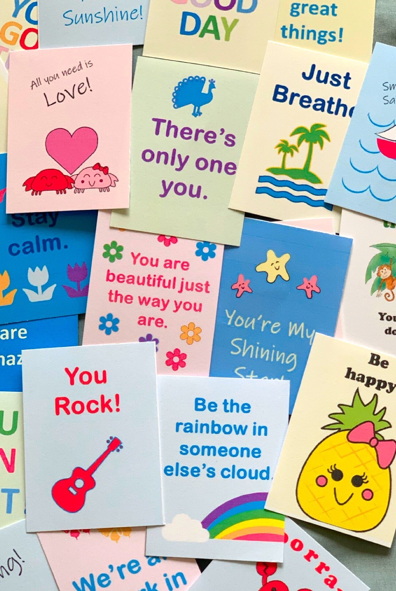 Positive Thoughts Printable Cards, Positivity Cards, Encouragement ...