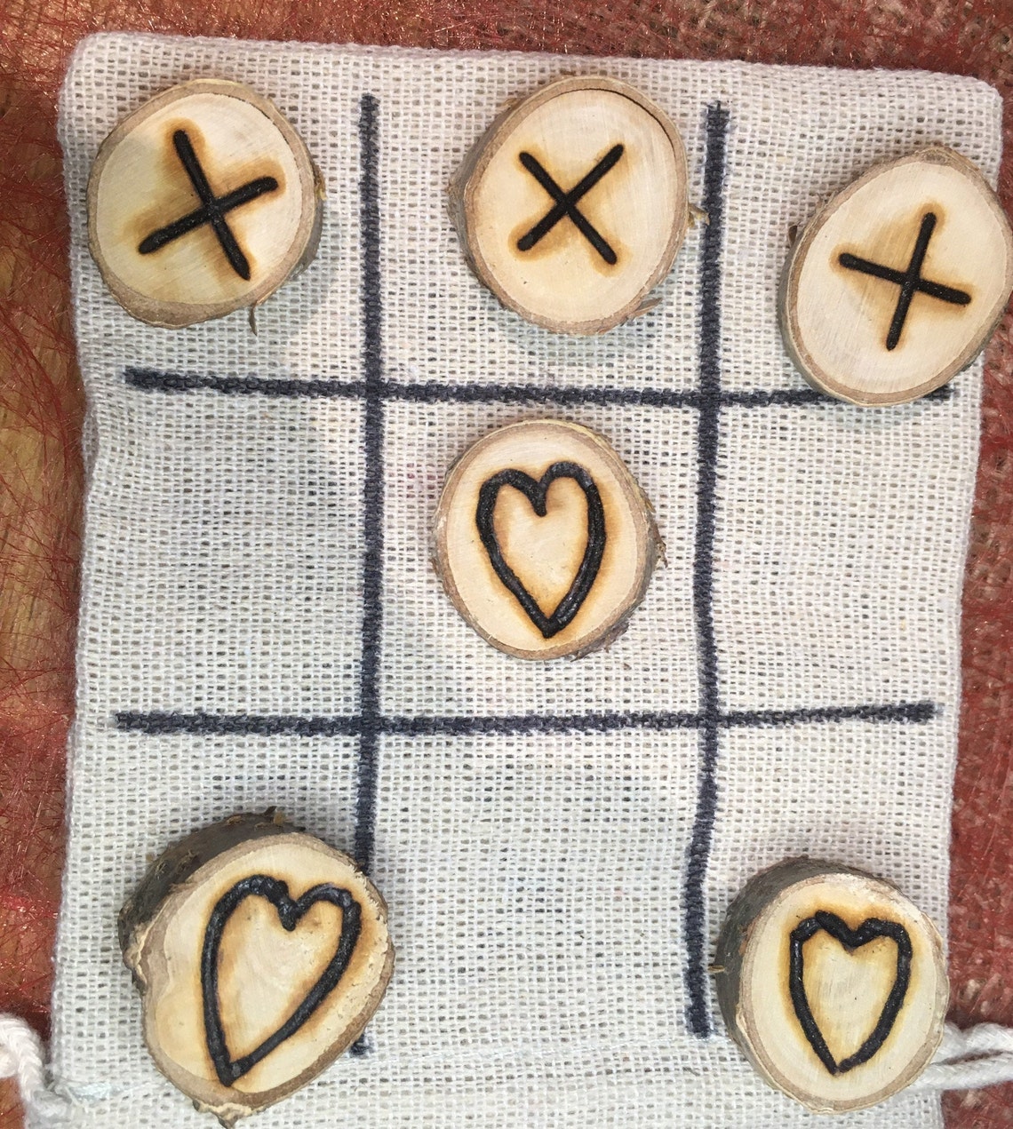 Hearts and Kisses Tic Tac Toe Game: RUSTIC's version of | Etsy