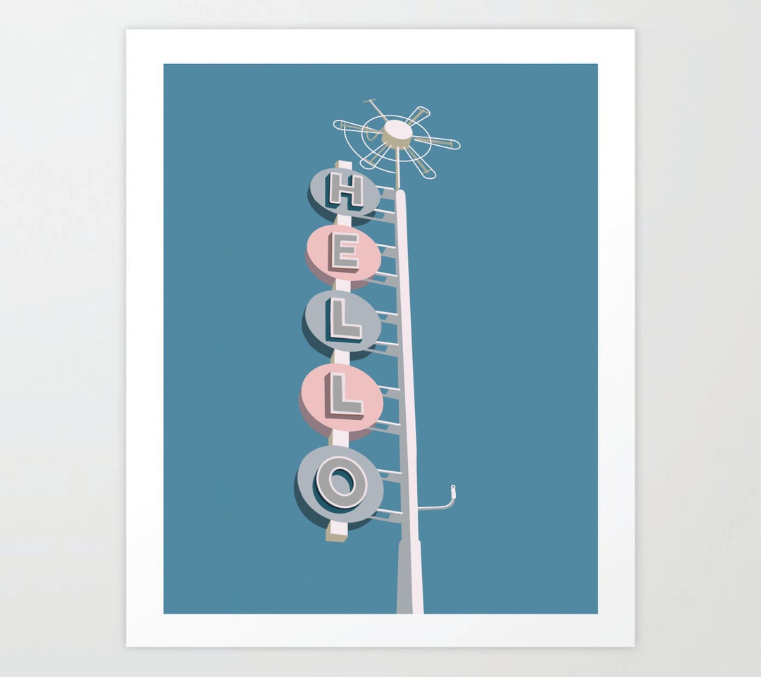 Hello Vintage Sign Poster - Etsy