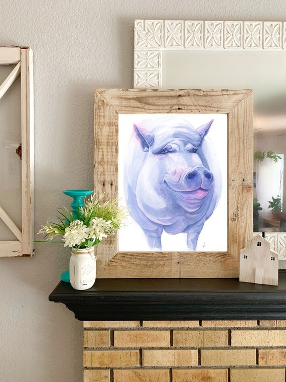 Pig Watercolor Painting Farm Animal Art for Your Farmhouse | Etsy