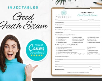Good Faith Medical Exam Template Aesthetic Injectables Laser - Etsy