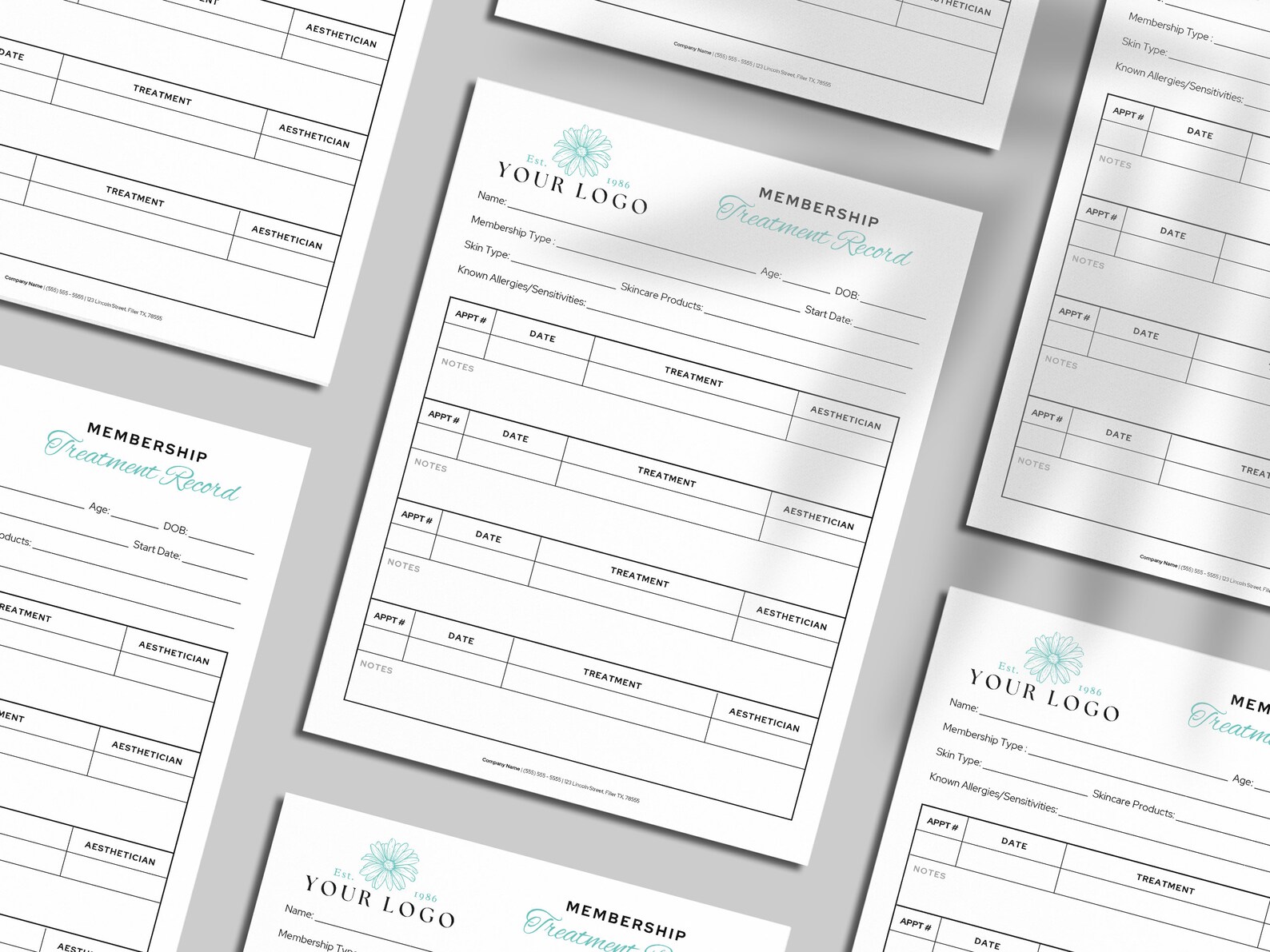 Membership Treatment Record Form, Aesthetics Membership Template, Canva ...