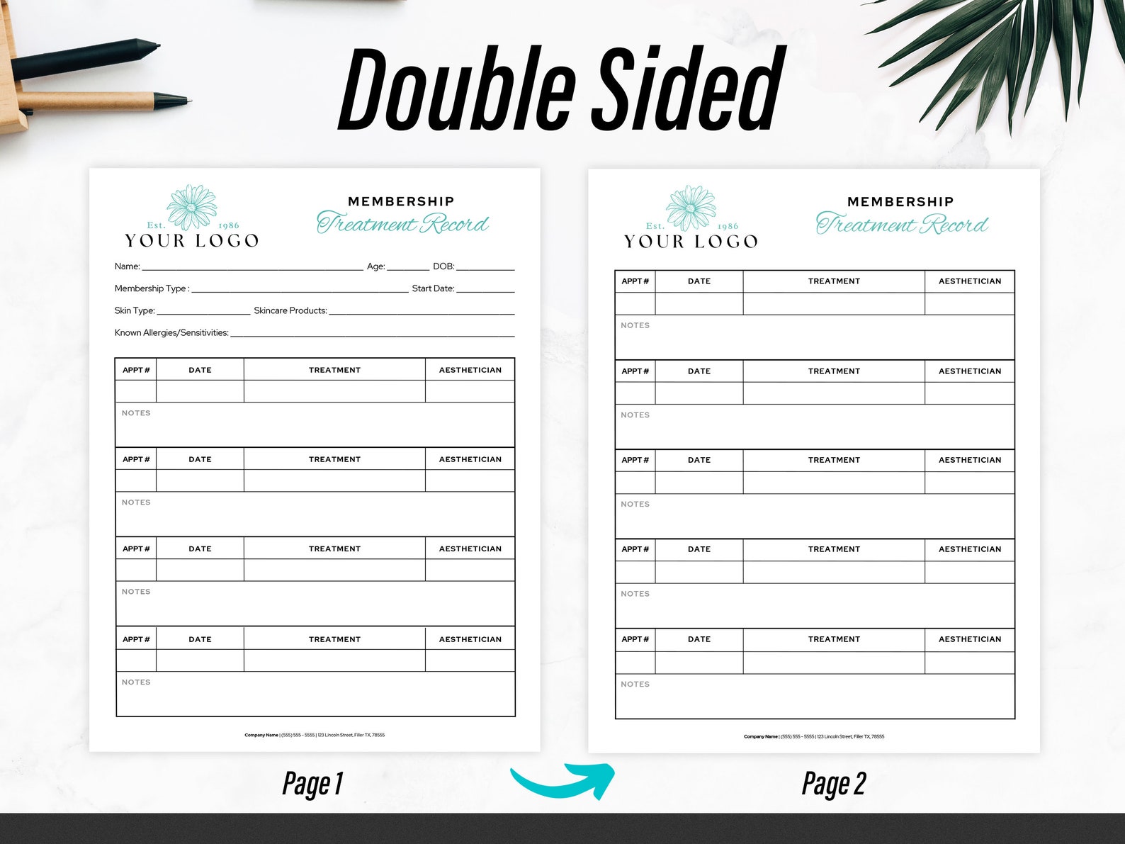 Membership Treatment Record Form, Aesthetics Membership Template, Canva ...