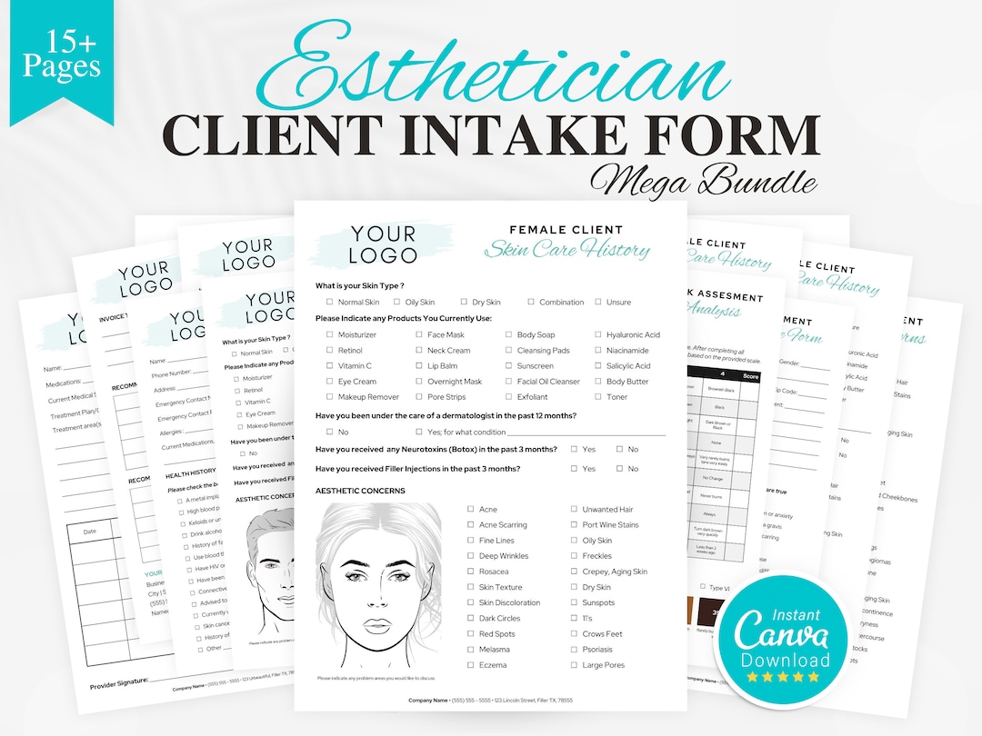 Client Intake Form - Facial Treatment Form Canva Esthetician Template ...
